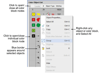 Select objects with Color-Object List