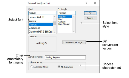 Convert TrueType fonts