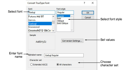 Convert TrueType font