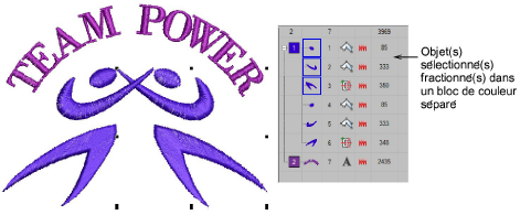 Fractionner les blocs de couleur