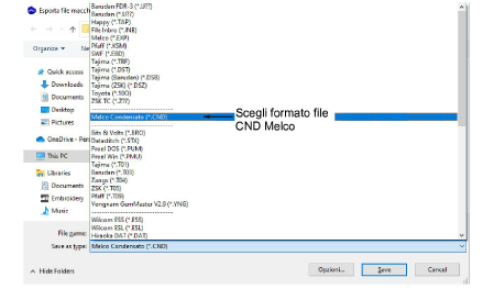 Salvataggio disegni in formato Melco CND