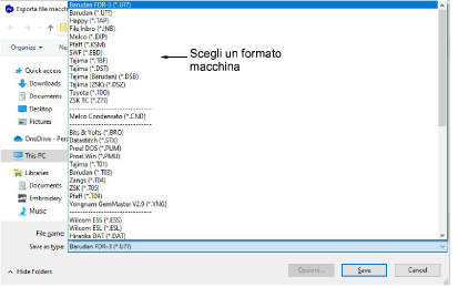 Esporta file macchina